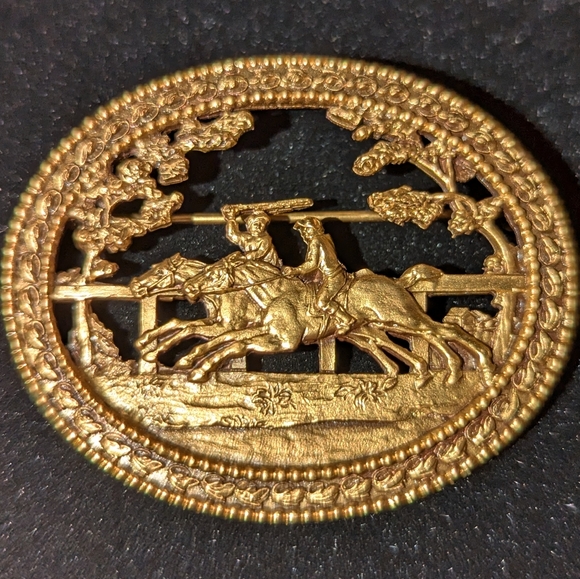 MFA | Jewelry | Mfa Horse Racing Gold Tone Oval Brooch Museum Of Fine ...